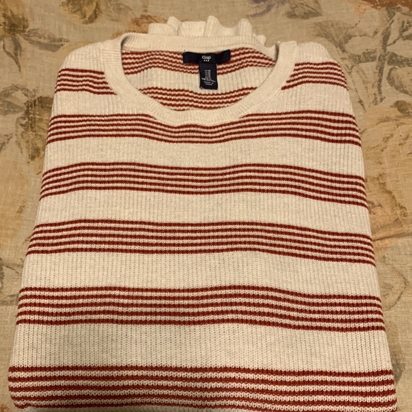 GAP | Sweaters | Gap Striped Sweater Cream And Rust Medium | Poshmark